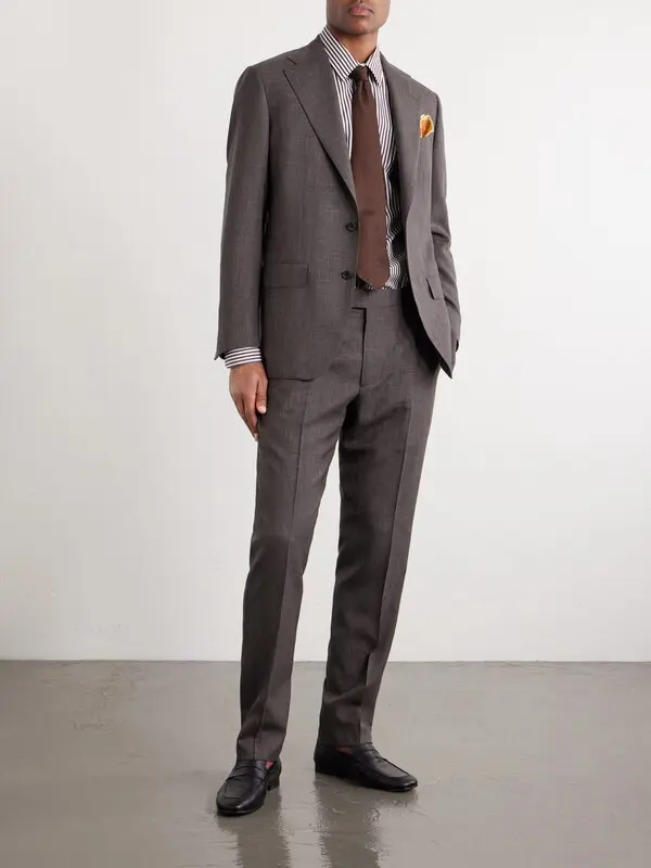 Thom Sweeney Wool, Linen And Silk-blend Suit - Brown