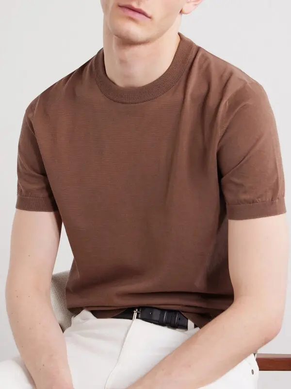 Brioni Knitted Cotton T-shirt