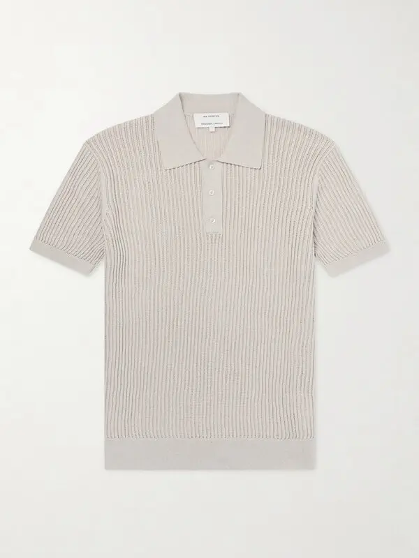 Frescobol Carioca Vidal Ribbed Cotton And Linen-blend Polo Shirt - Neutrals