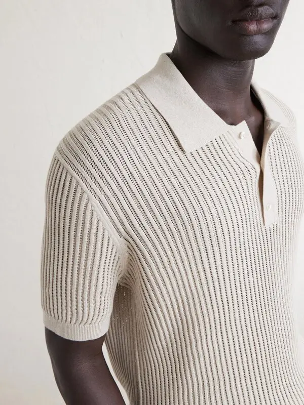 Frescobol Carioca Vidal Ribbed Cotton And Linen-blend Polo Shirt - Neutrals