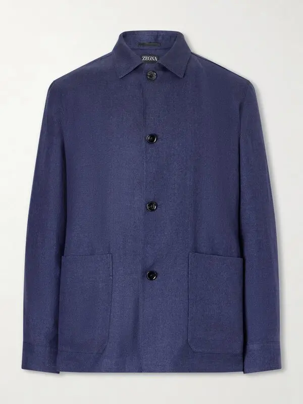 Zegna Wool And Linen-blend Chore Jacket - Blue