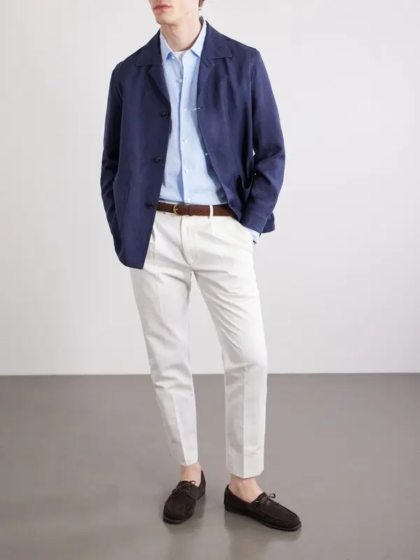 Zegna Wool And Linen-blend Chore Jacket - Blue