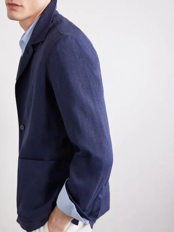 Zegna Wool And Linen-blend Chore Jacket - Blue