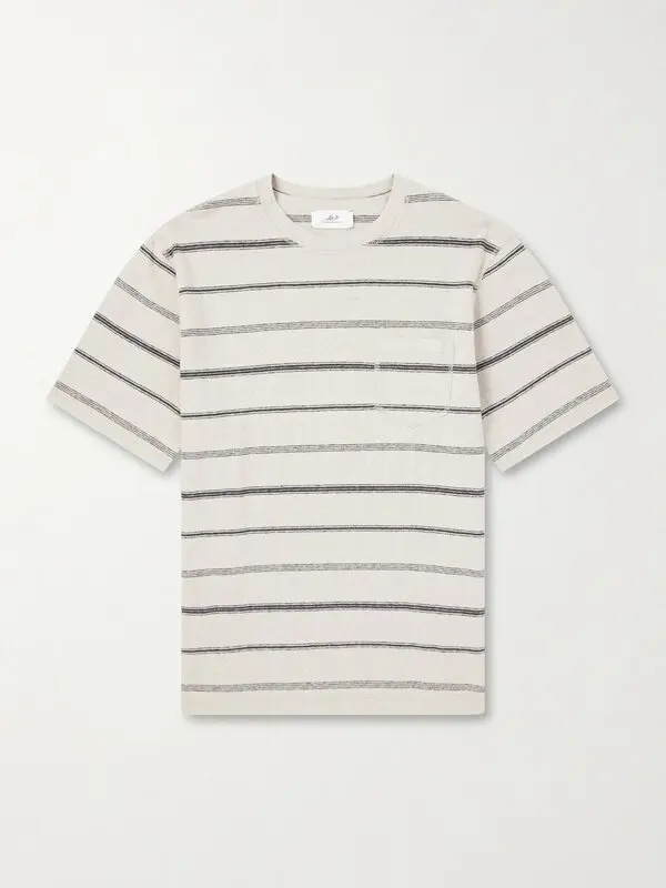 Mr P. Striped Cotton-jersey T-shirt - Neutrals