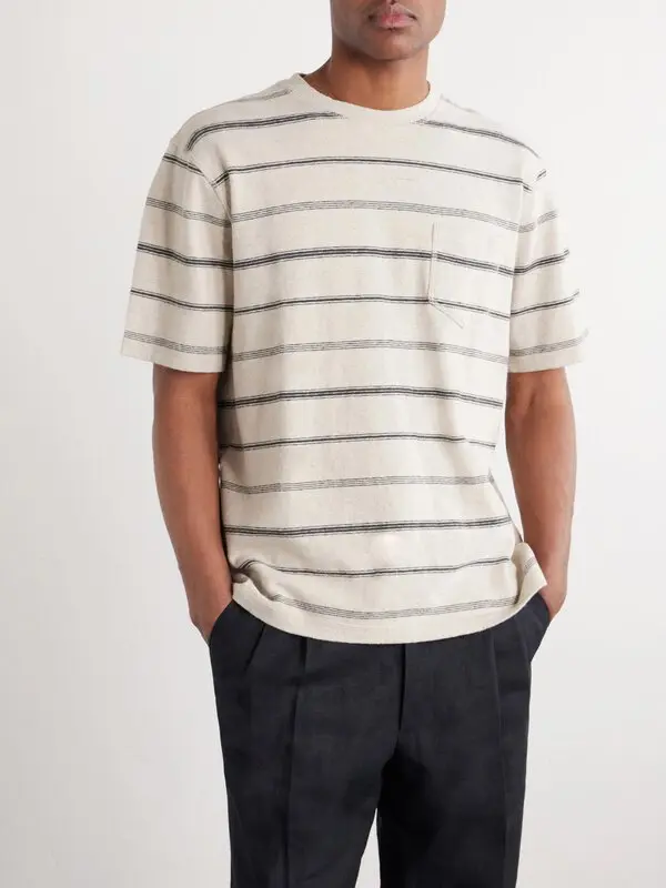 Mr P. Striped Cotton-jersey T-shirt - Neutrals