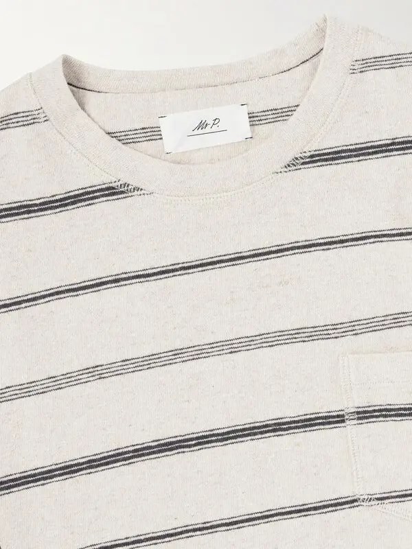 Mr P. Striped Cotton-jersey T-shirt - Neutrals