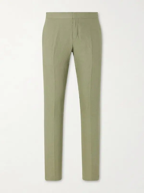 Orlebar Brown Griffon Tapered Linen Trousers - Green