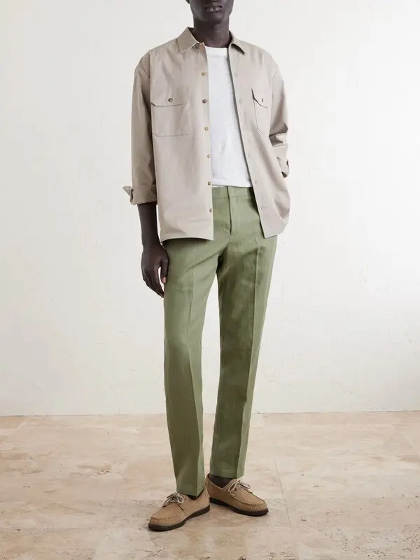 Orlebar Brown Griffon Tapered Linen Trousers - Green