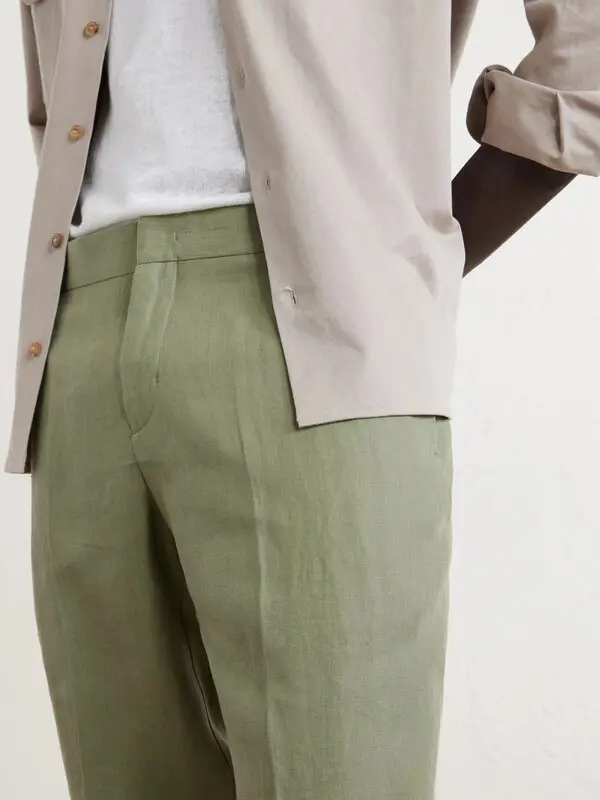 Orlebar Brown Griffon Tapered Linen Trousers - Green