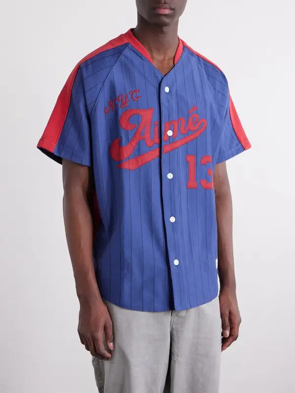 Aimé Leon Dore Printed Cotton-jersey Shirt - Blue