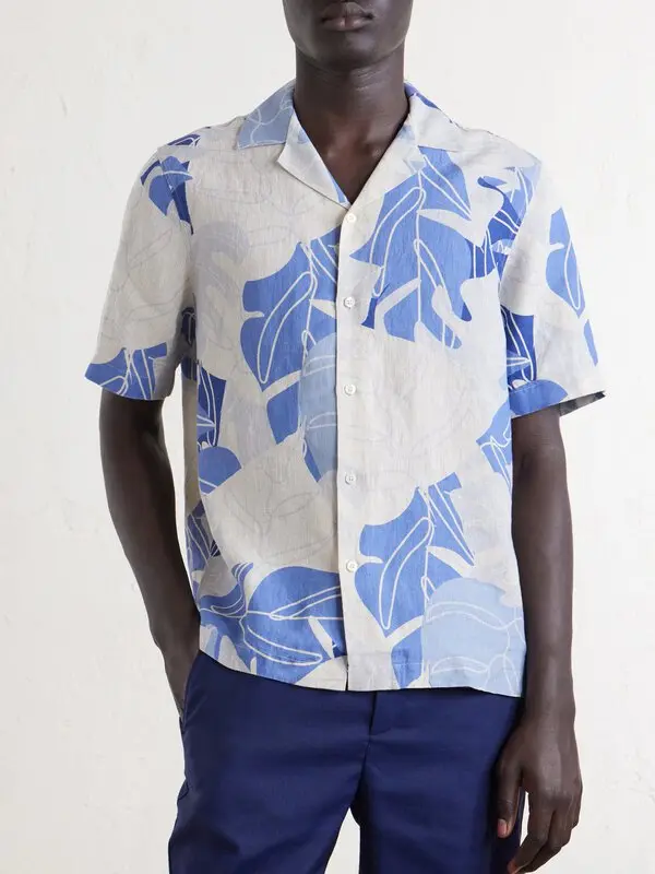 Frescobol Carioca Roberto Camp-collar Printed Linen Shirt