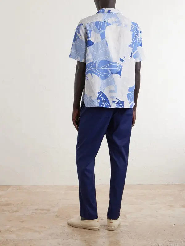 Frescobol Carioca Roberto Camp-collar Printed Linen Shirt