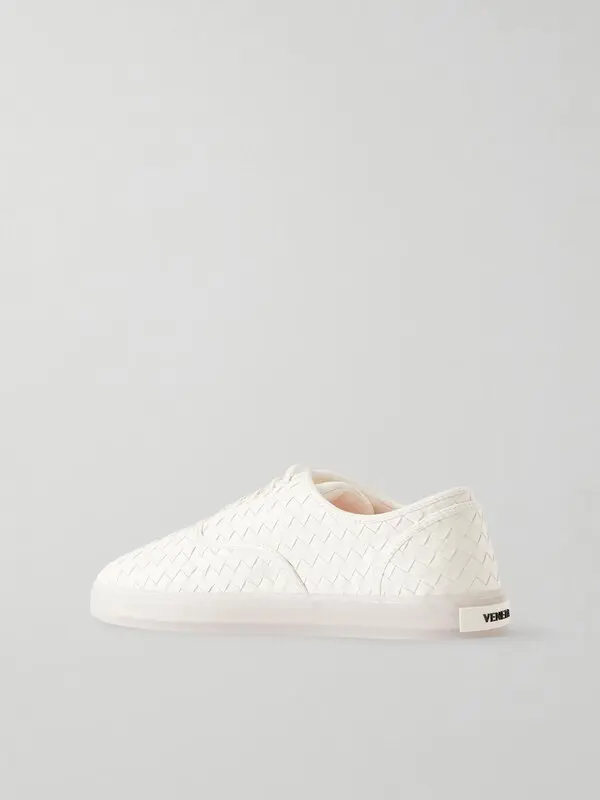 Bottega Veneta Intrecciato Leather Sneakers - White