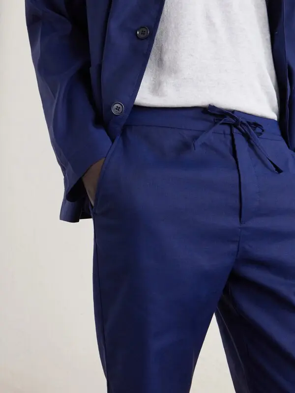 Frescobol Carioca Straight-leg Cotton-blend Suit Trousers - Blue