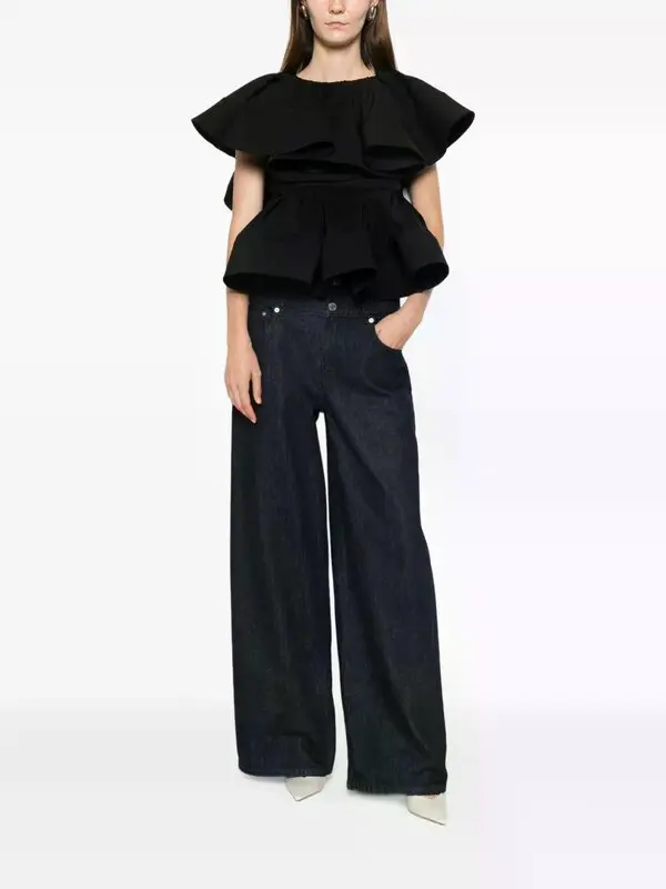 Viktor & Rolf Ruffled Short Sleeve Blouse - Black