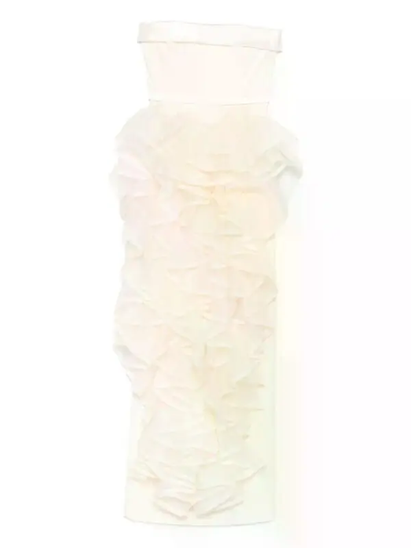 Viktor & Rolf Ruffled Strapless Maxi Dress - Neutrals