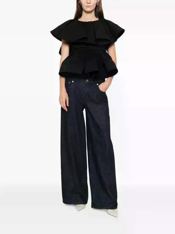 Viktor & Rolf Layered Wide Leg Jeans - Blue
