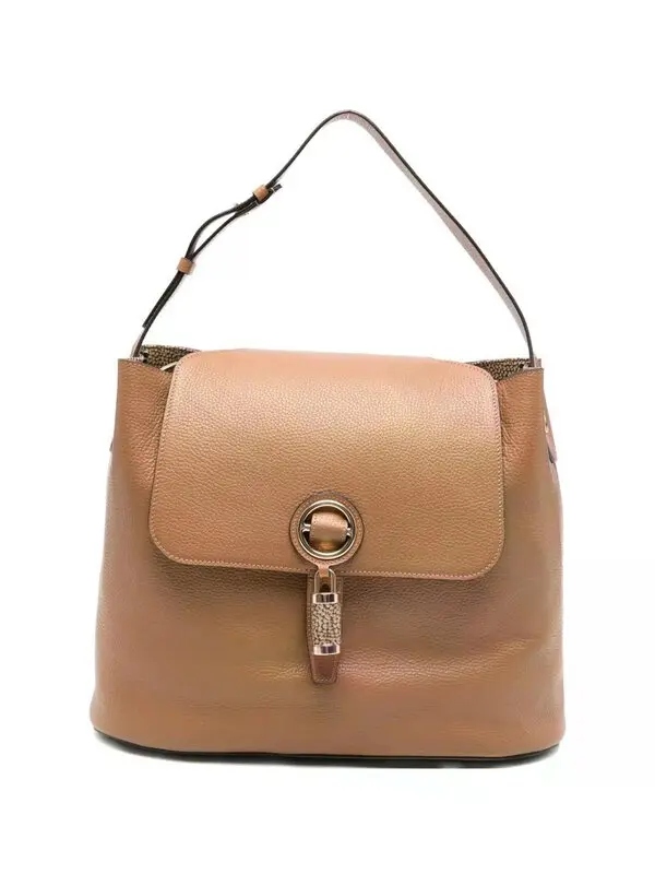 Borbonese Grained Leather Shoulder Bag - Neutrals