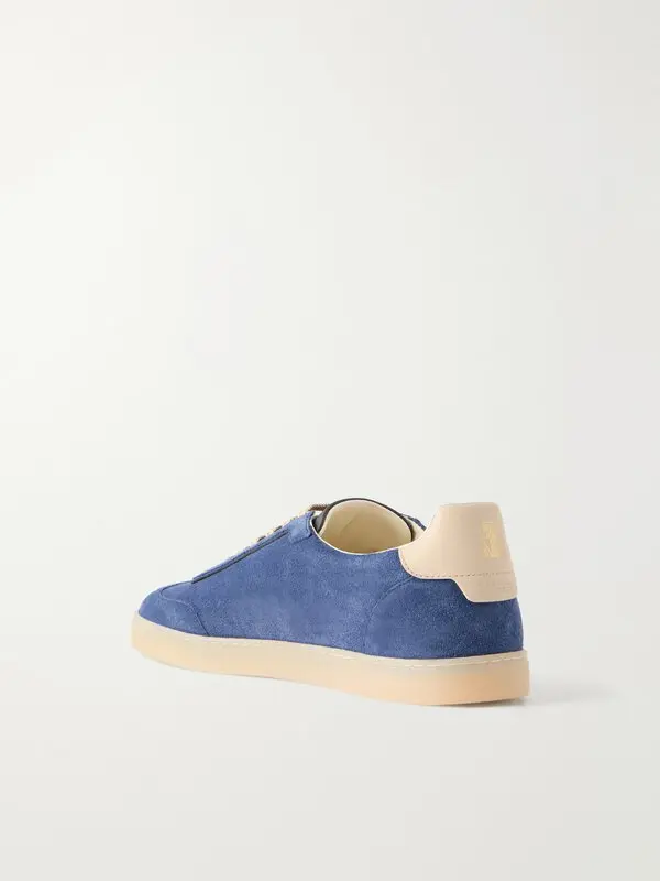 Brunello Cucinelli Coda Di Rondine" Suede Lace-up Sneakers - Blue