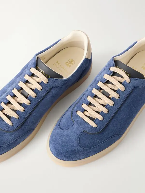 Brunello Cucinelli Coda Di Rondine" Suede Lace-up Sneakers - Blue