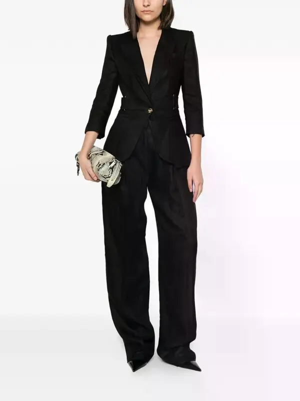 Elisabetta Franchi Single-breasted Jacket With Gold-tone Metal Trims