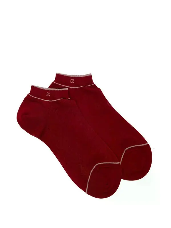 Zegna Rete Piquet Ankle Socks - Red