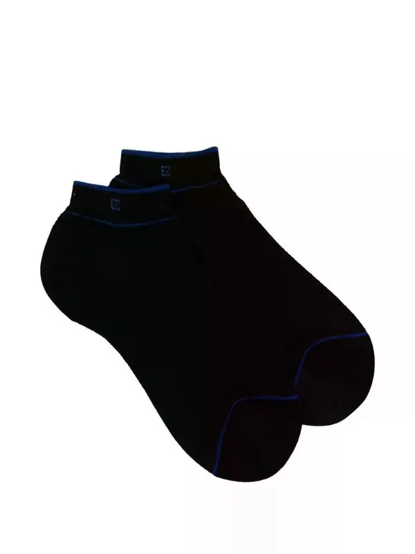 Zegna Piquet Rete Ankle Socks - Black