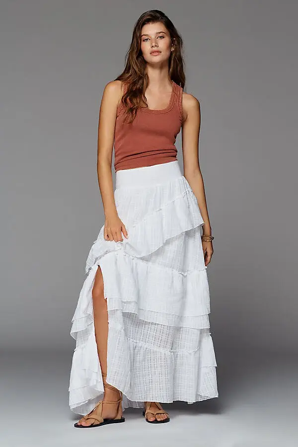 PILCRO Textured Petticoat Maxi Skirt