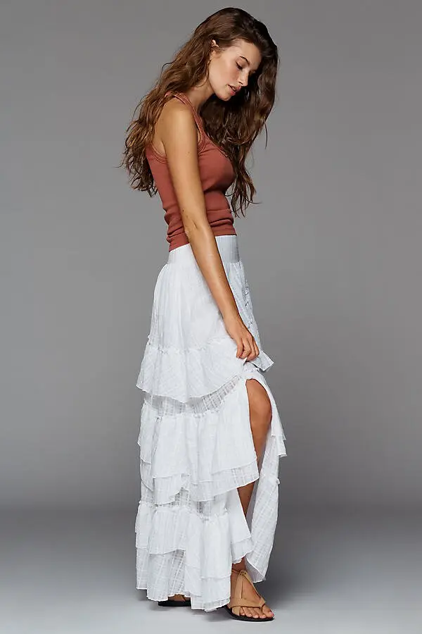 PILCRO Textured Petticoat Maxi Skirt