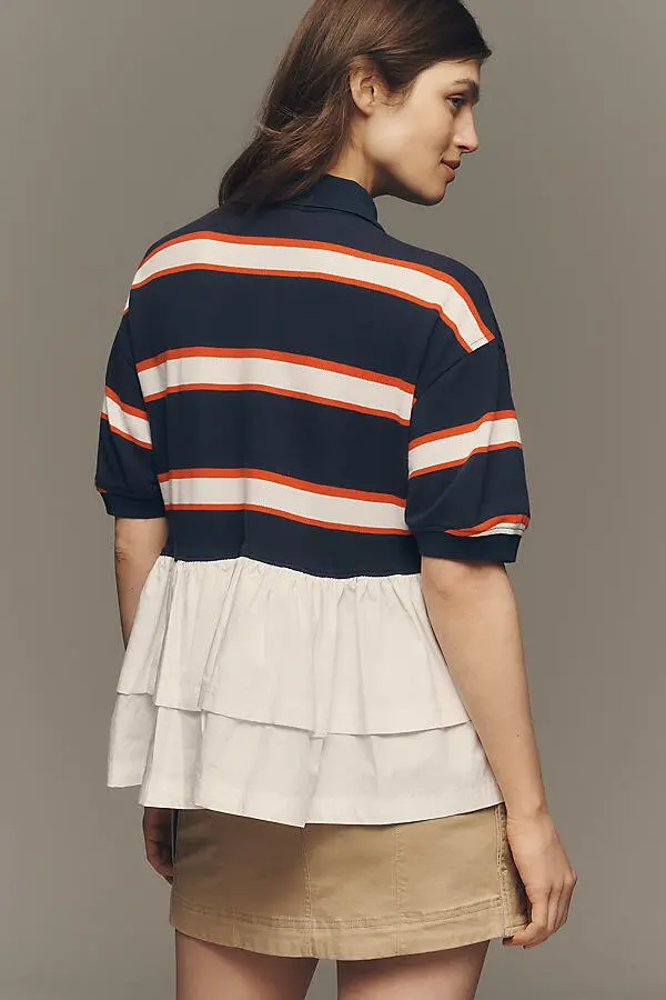 Maeve Striped Peplum Top - Eclipse Combo