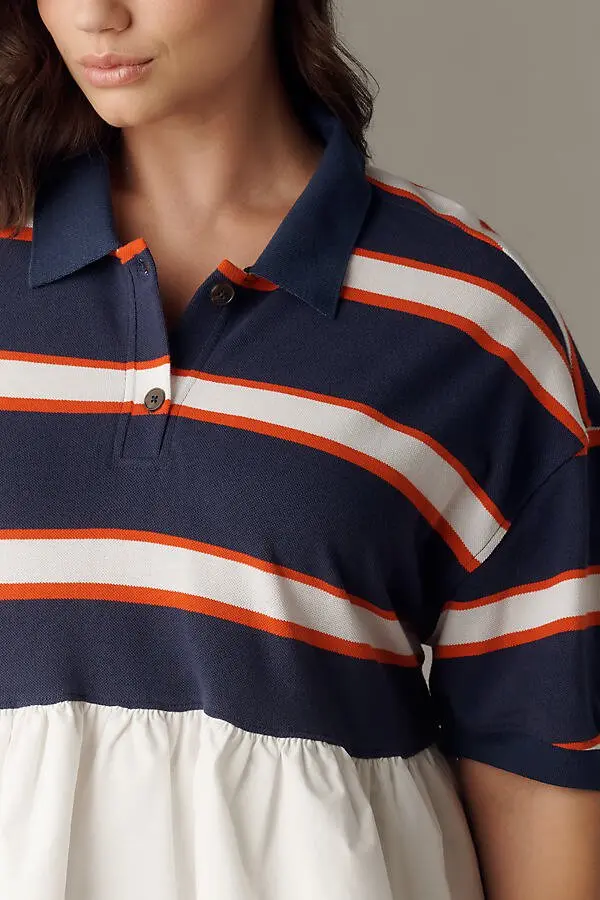 Maeve Striped Peplum Top - Eclipse Combo