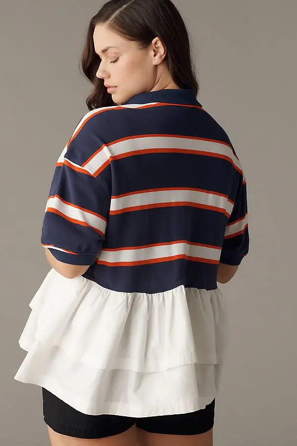 Maeve Striped Peplum Top - Eclipse Combo