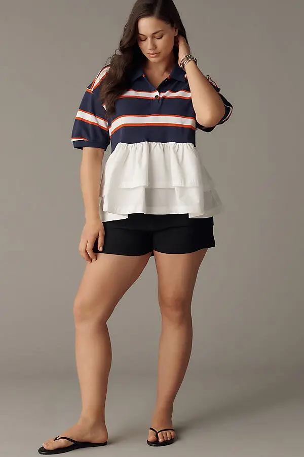 Maeve Striped Peplum Top - Eclipse Combo