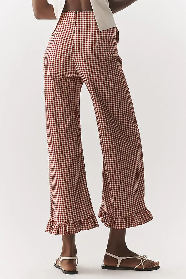 Maeve Colette Ruffle-hem Crop Wide-leg Pants