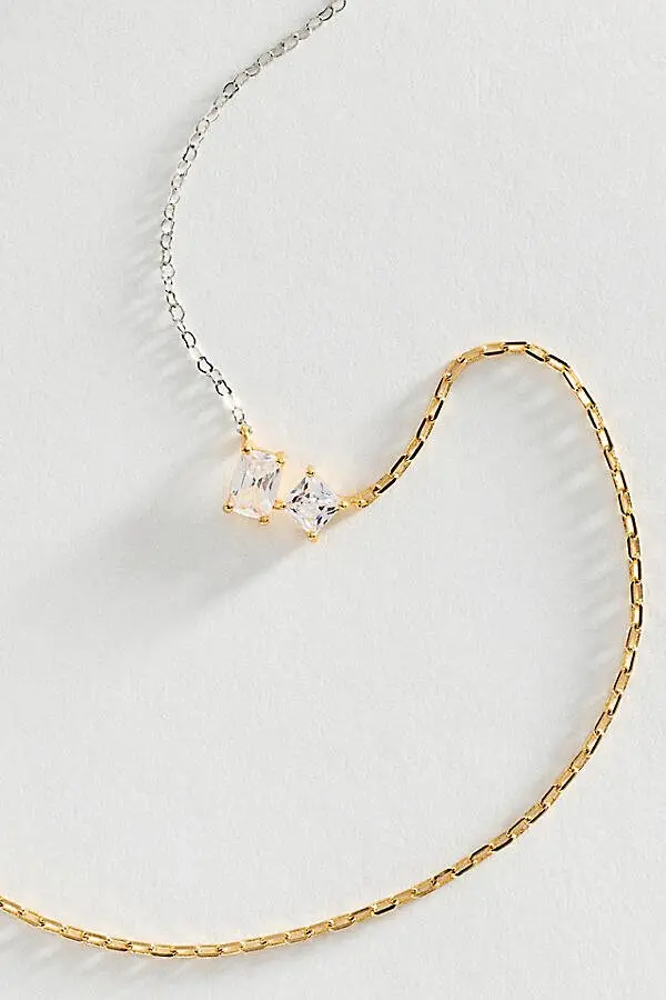 Anthropologie Crystal Pendant Chain Necklace