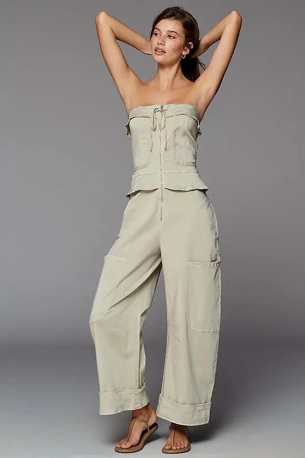 PILCRO Tube Top Carpenter Jumpsuit - Alfalfa