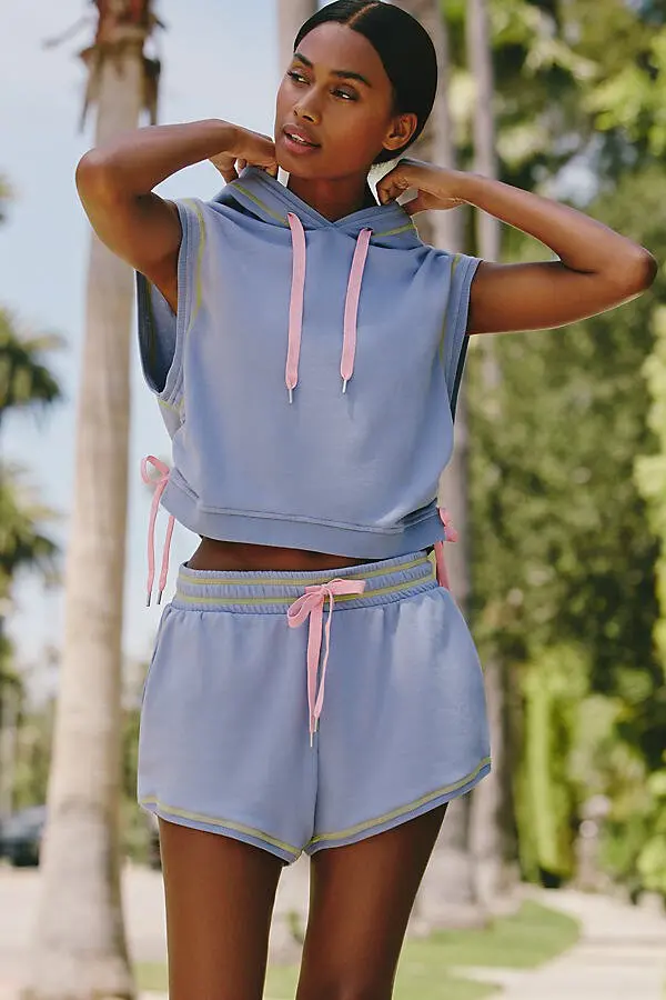 DAILY PRACTICE BY ANTHROPOLOGIE Printed Pull-on Shorts - Blue Heron