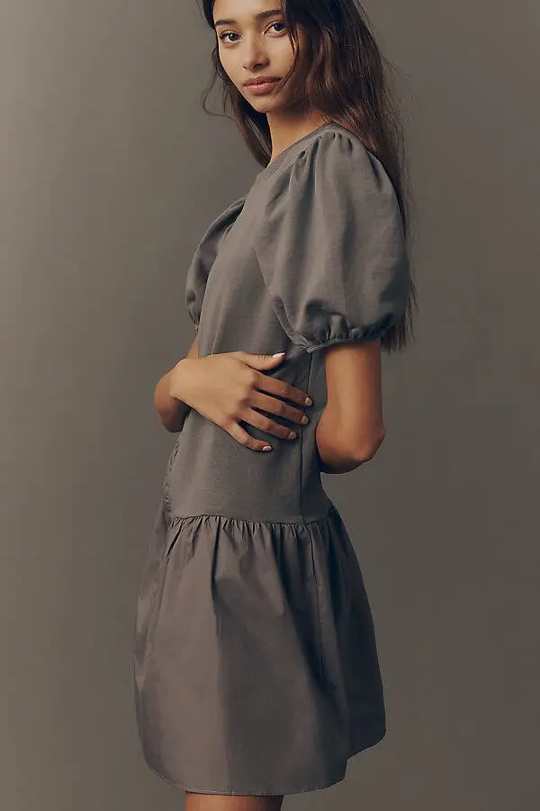 English Factory Puff-sleeve Mini Swing Dress