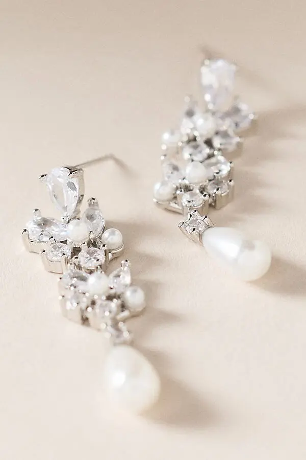 VIESTE ROSA Crystal And Pearl Drop Earrings - Silver