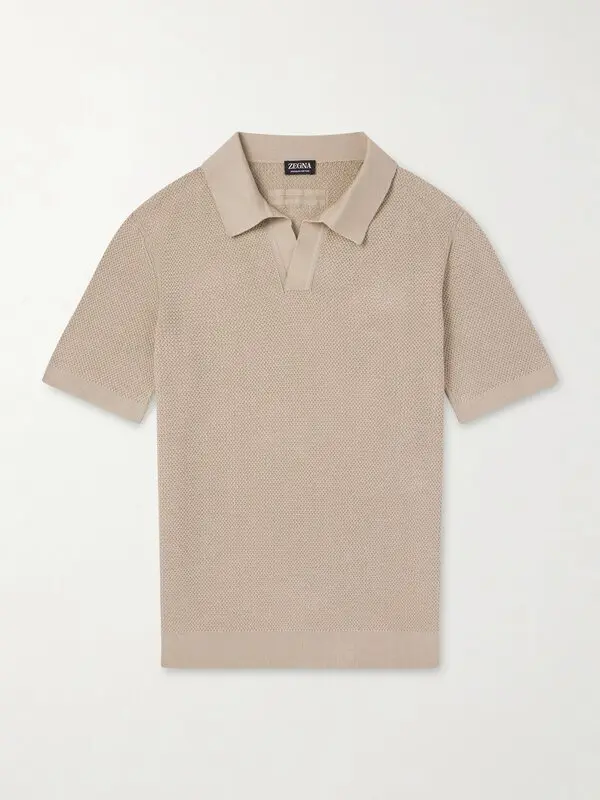 Zegna Slim-fit Cotton-piqué Polo Shirt - Neutrals