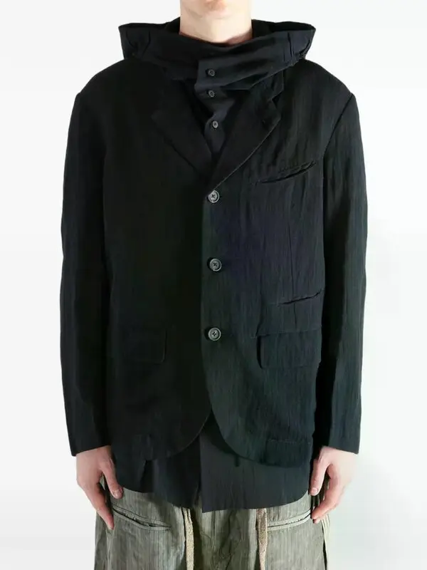 ZIGGY CHEN Single-breasted Crinkled Jacket - Black