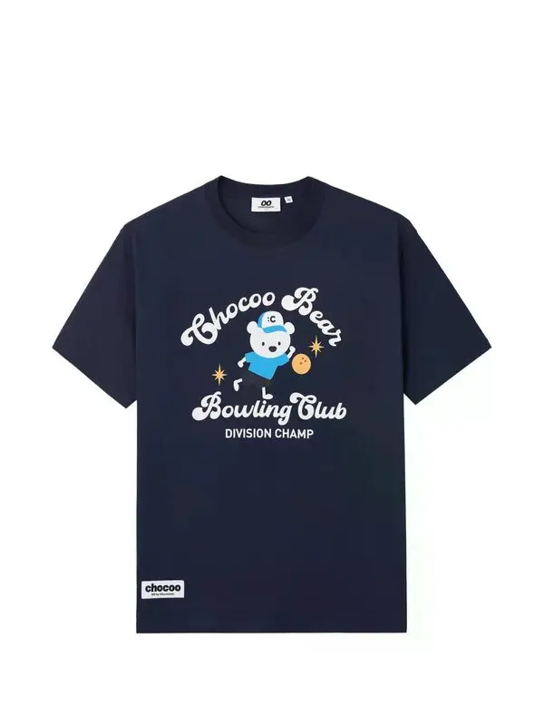 CHOCOOLATE Bear-print Cotton T-shirt - Blue