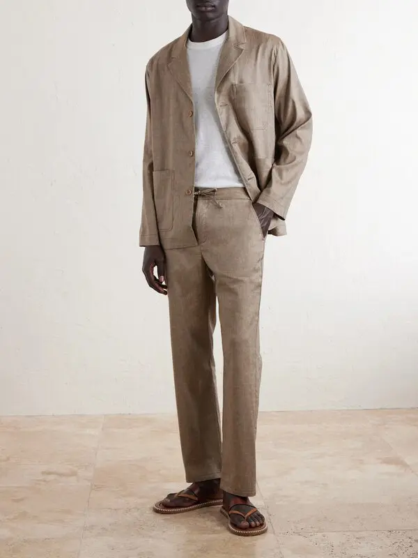 Frescobol Carioca Straight-leg Cotton Blend Trousers - Neutrals