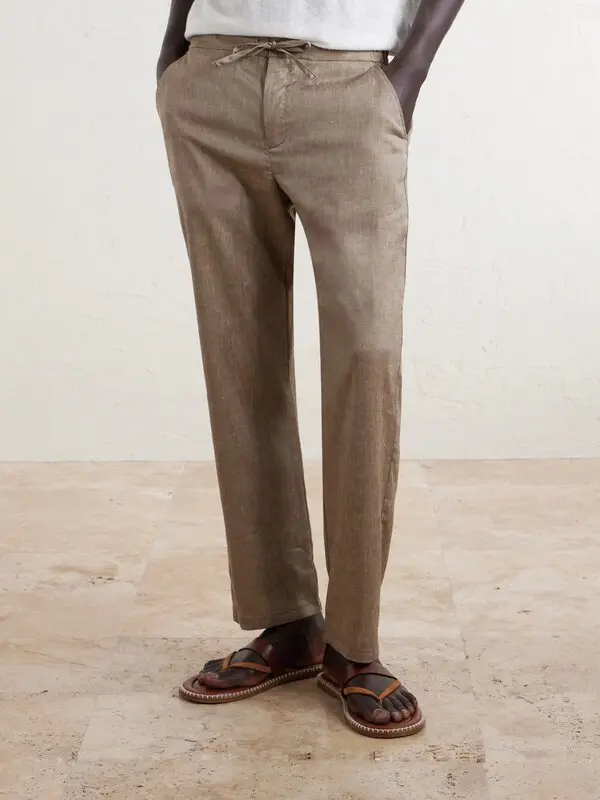 Frescobol Carioca Straight-leg Cotton Blend Trousers - Neutrals