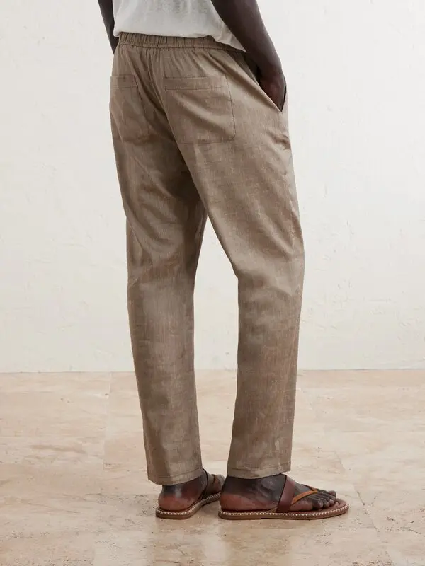Frescobol Carioca Straight-leg Cotton Blend Trousers - Neutrals