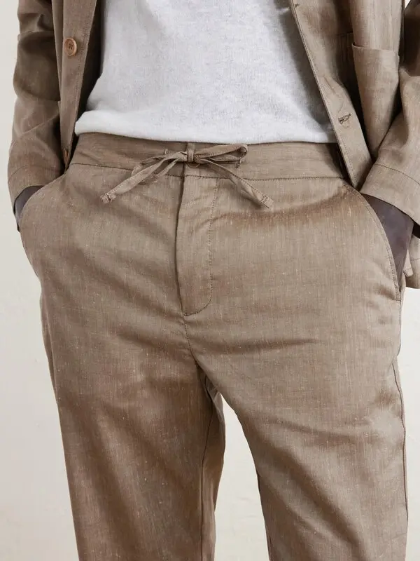 Frescobol Carioca Straight-leg Cotton Blend Trousers - Neutrals