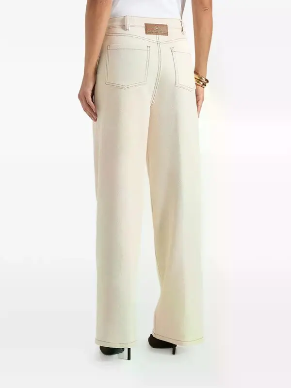 Manière De Voir Cream Wrapover Wide-leg Jeans - Neutrals