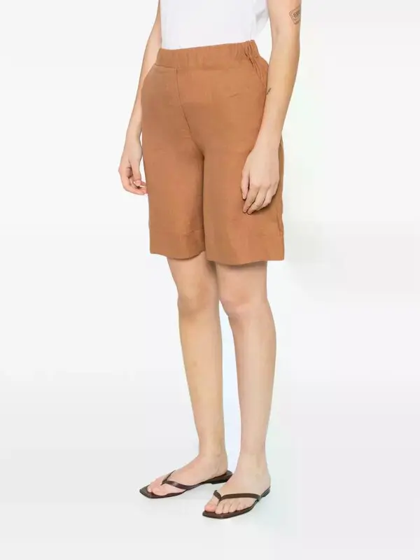 GRAN SASSO Elasticated-waistband Linen Shorts - Brown