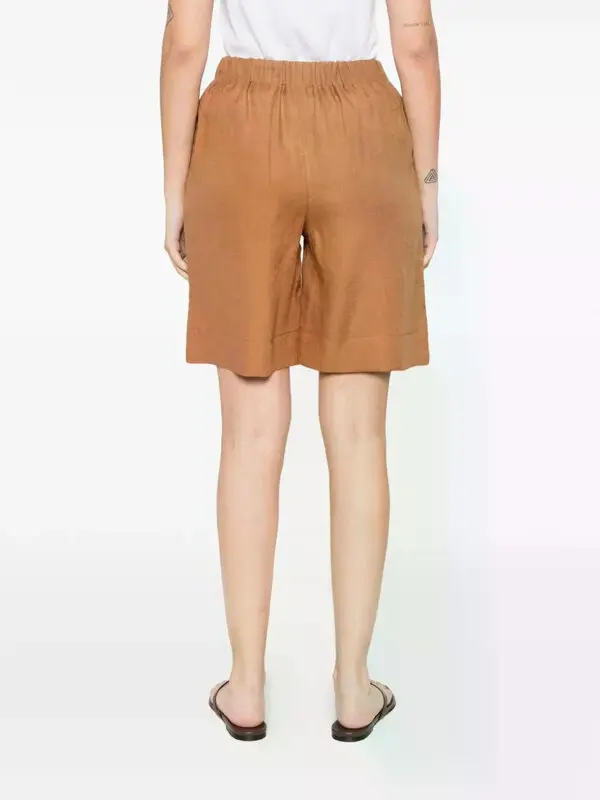 GRAN SASSO Elasticated-waistband Linen Shorts - Brown