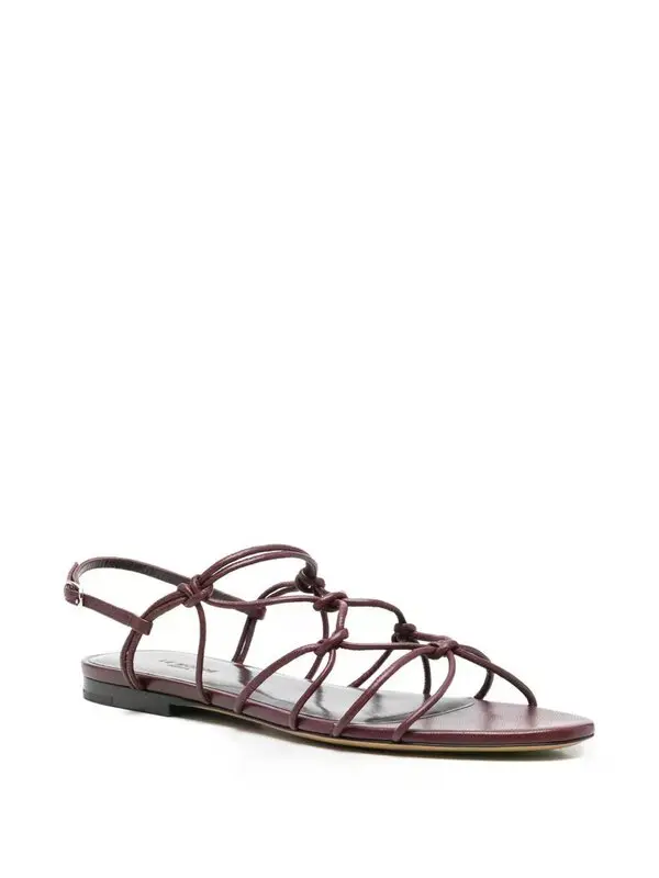Le Monde Beryl Knotted Leather Sandals - Red
